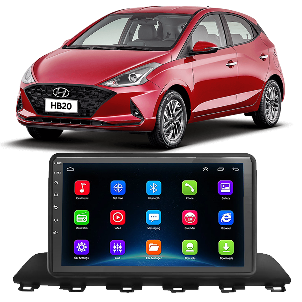Kit Multimídia Android 9" Hyundai HB20 2020 2021 2022 GPS TV Bluetooth - Ecarshop