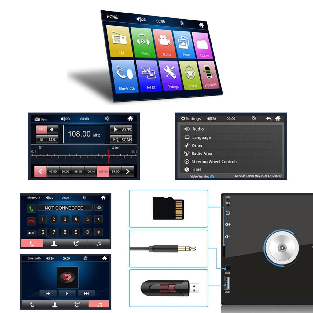 Kit Multimídia MP5 Lifan 320 2010-2012 7" + Moldura 2 Din + Câmera ...