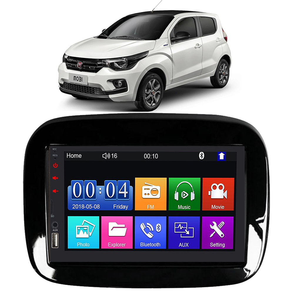 Central Multimídia MP5 7" Fiat Mobi 2017-2022 2 Din & Câmera de Ré - Ecarshop