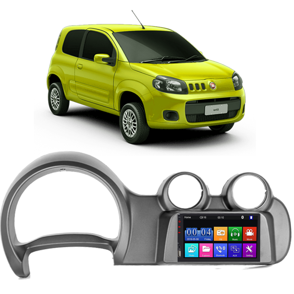 Kit Multimídia MP5 Uno Fiorino 2011-2021 7" 2 Din + Câmera de Ré - Ecarshop