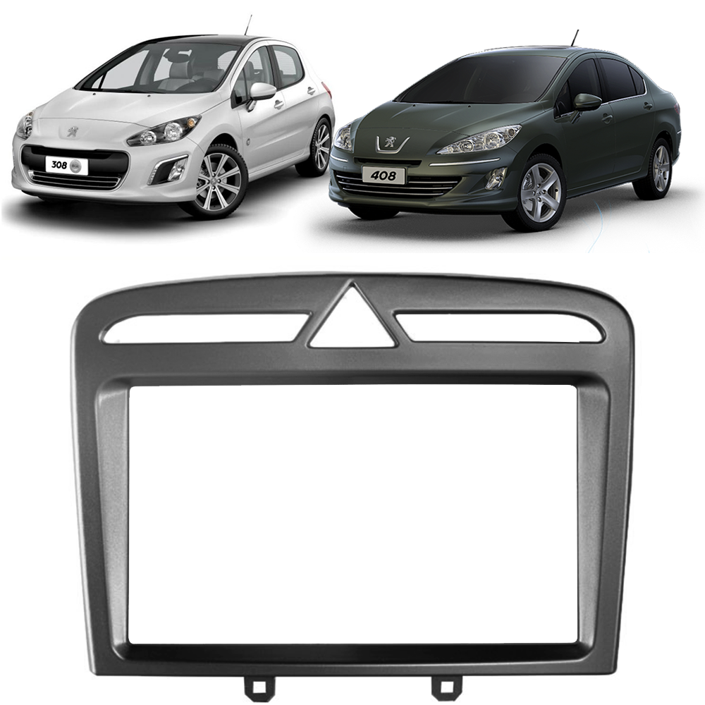 Moldura Painel 2 Din Peugeot 308/408 2012-2019 para Central MP5 - Ecarshop