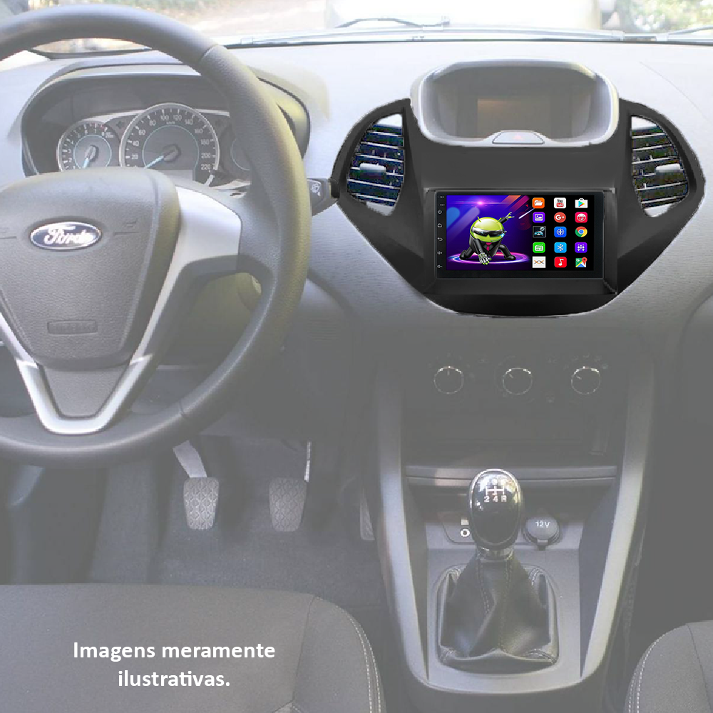 Moldura Painel 1 e 2 Din Ford Ka 2015, 2016, 2017 Computador de Bordo ...
