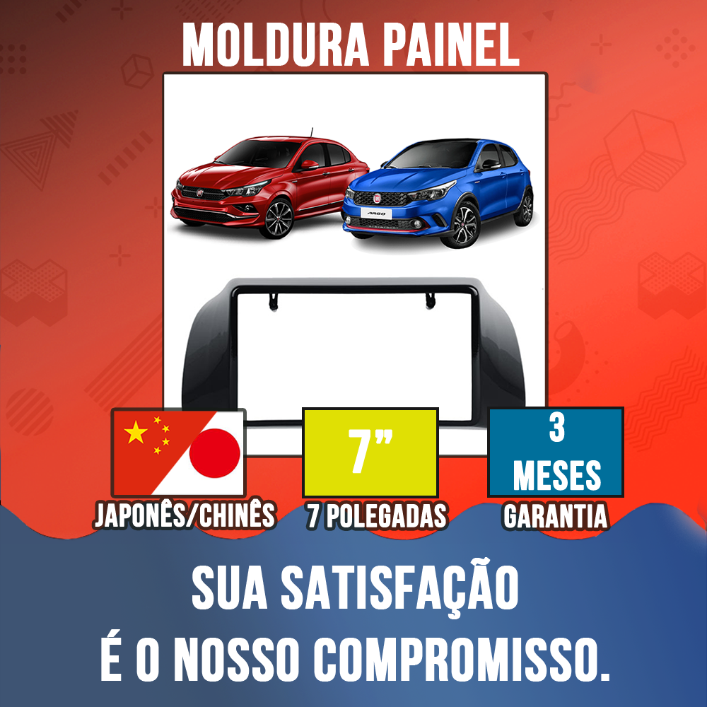 Moldura Painel 2 Din Fiat Argo Cronos 2018 a 2023 7 Polegadas DVD - Ecarshop