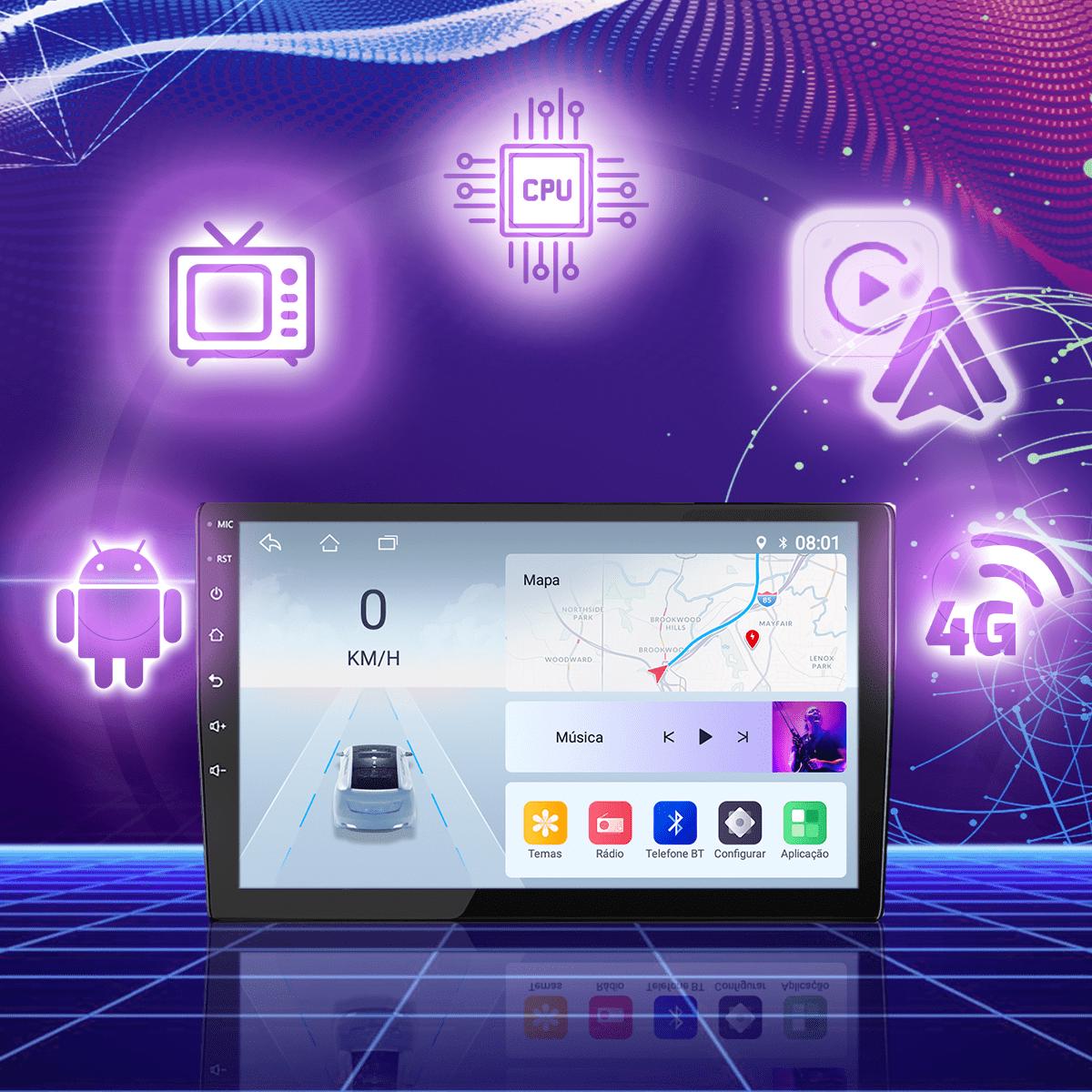 Kit Multimídia Android Octa-Core 9" 4/64GB Onix Prisma 2013-2019 - Ecarshop