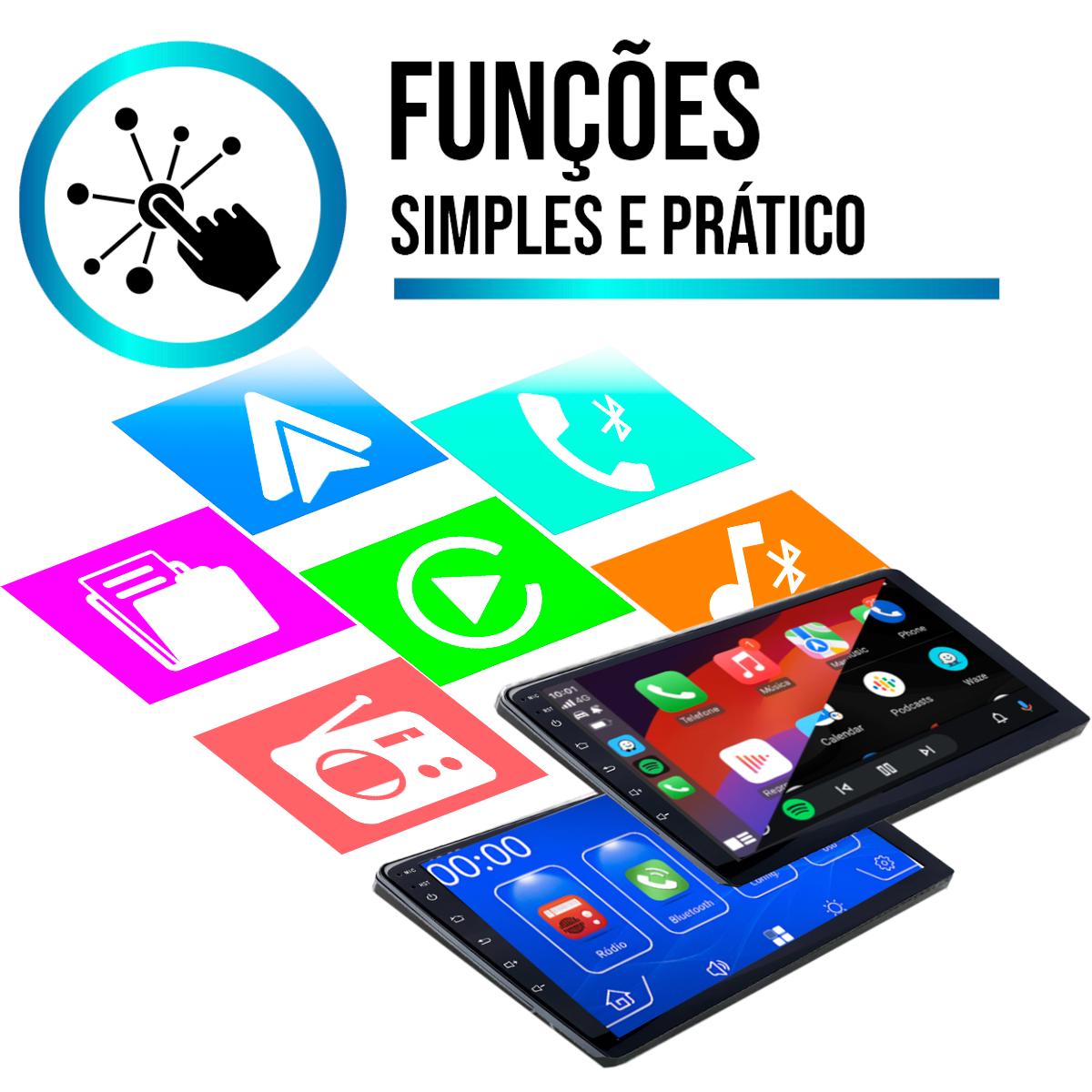 Reprodutor MP5 CarPlay Android Auto Doblo 2000-2021 Tela 9" Bluetooth - Ecarshop