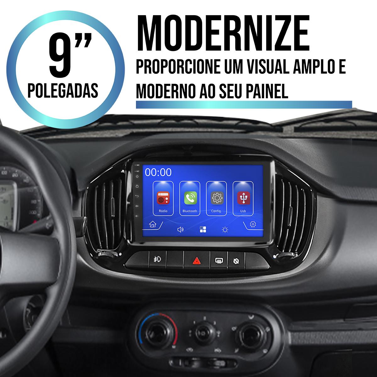 Kit Multimídia 9" Polegadas Fiat Uno 2015 a 2021 MP5 CarPlay + Câmera - Ecarshop