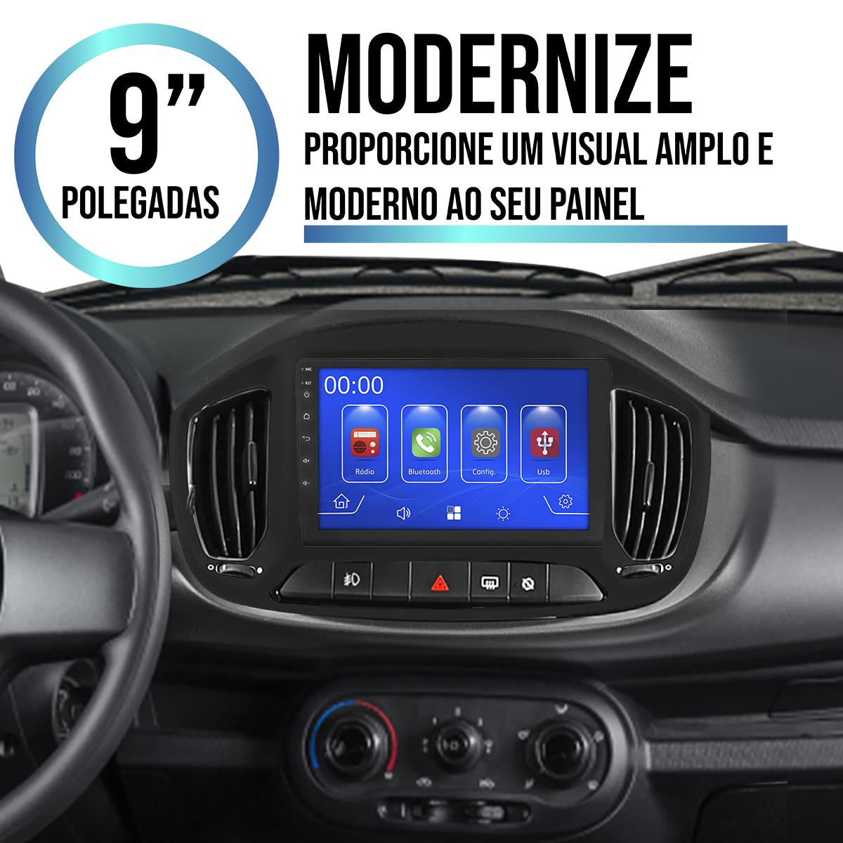 Kit Multimídia 9" Polegadas Fiat Uno 2015 a 2021 MP5 CarPlay + Câmera - Ecarshop