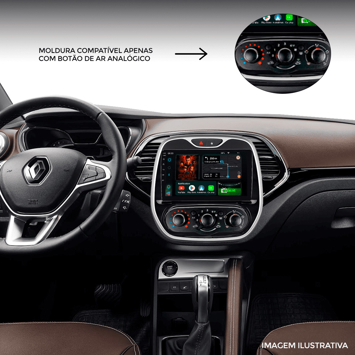 Kit Multimídia Renault Captur 9p CarPlay Android Auto - Ecarshop