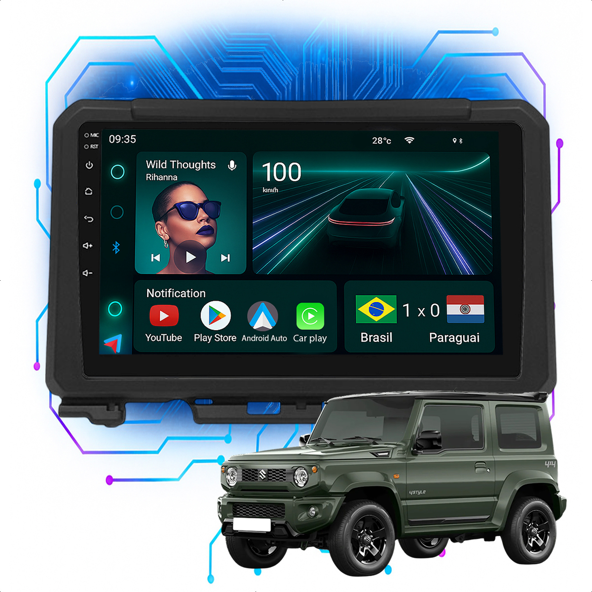Kit Multimídia Jimny 2020 a 2022 9” CarPlay Android Auto - Ecarshop