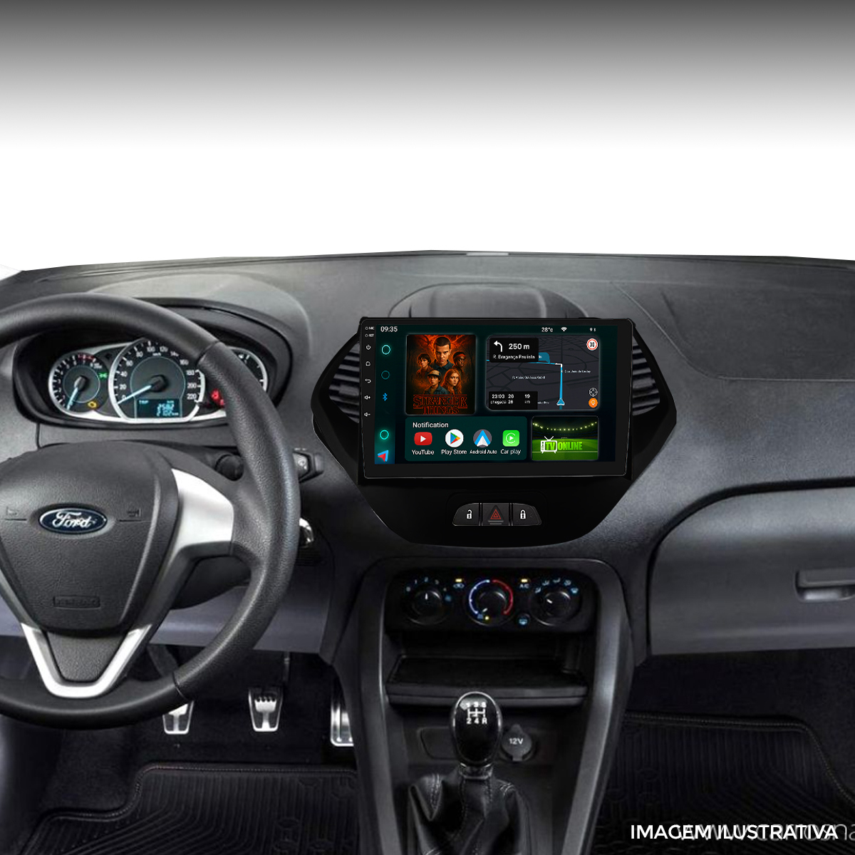 Kit Multimídia Ford Ka 2015 a 2017 9” CarPlay Android Auto - Ecarshop