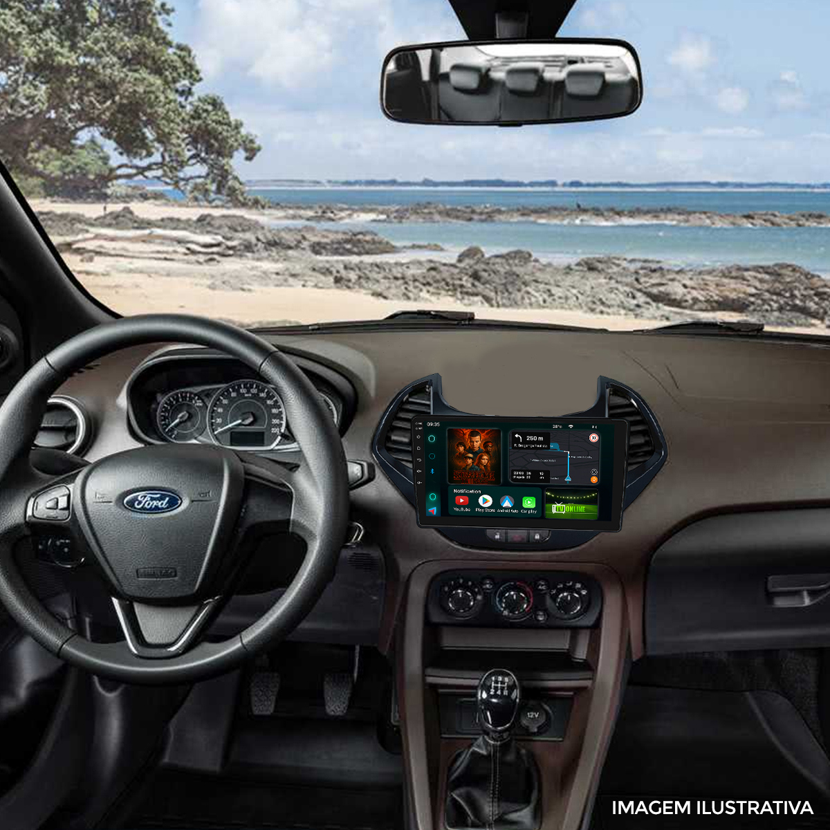 Central Multimídia Ford Ka 2019 a 2021 9” CarPlay Android Auto - Ecarshop