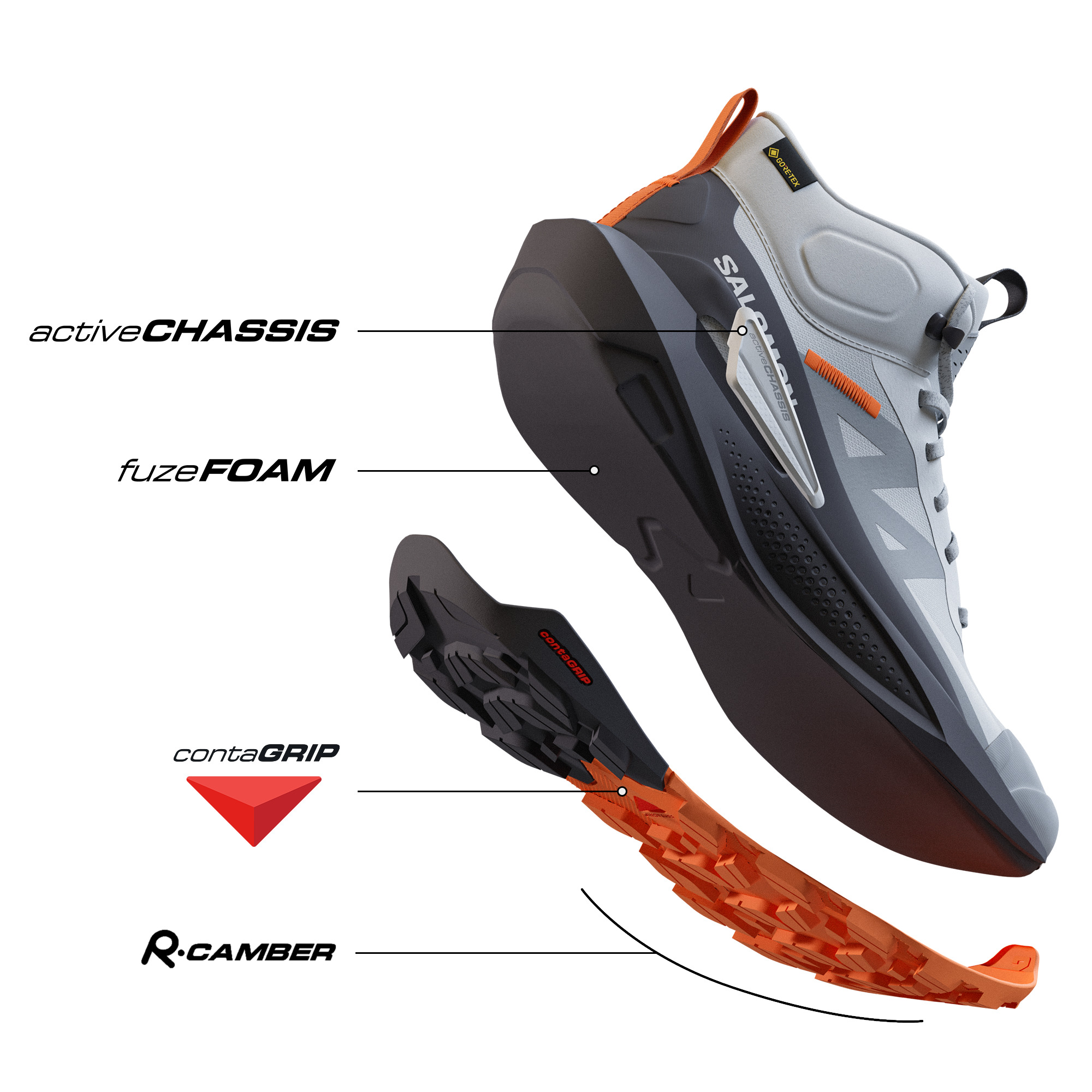 Bota de Trilha Masculina Salomon Elixir Activ Mid GTX Gore-Tex Cinza ...