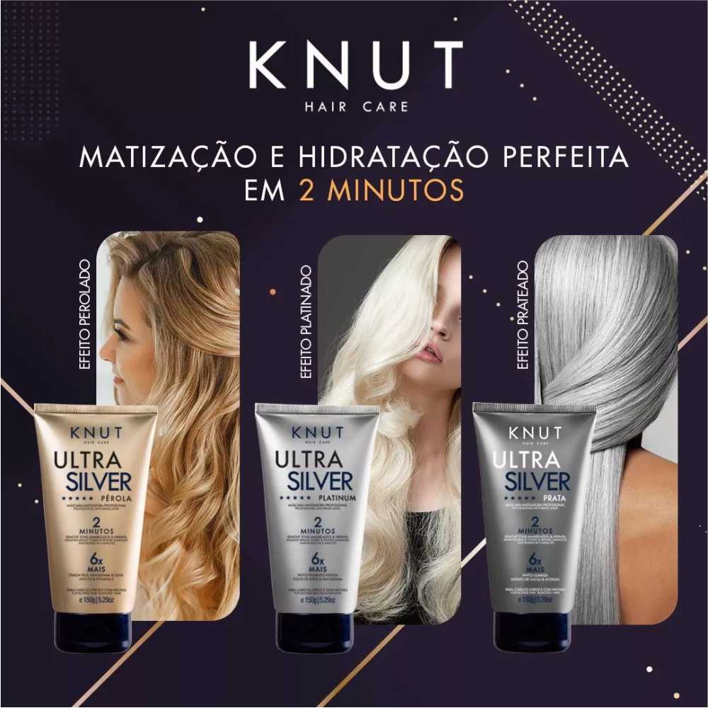 MÁSCARA MATIZADORA ULTRA SILVER PÉROLA 150G KNUT - Belezar