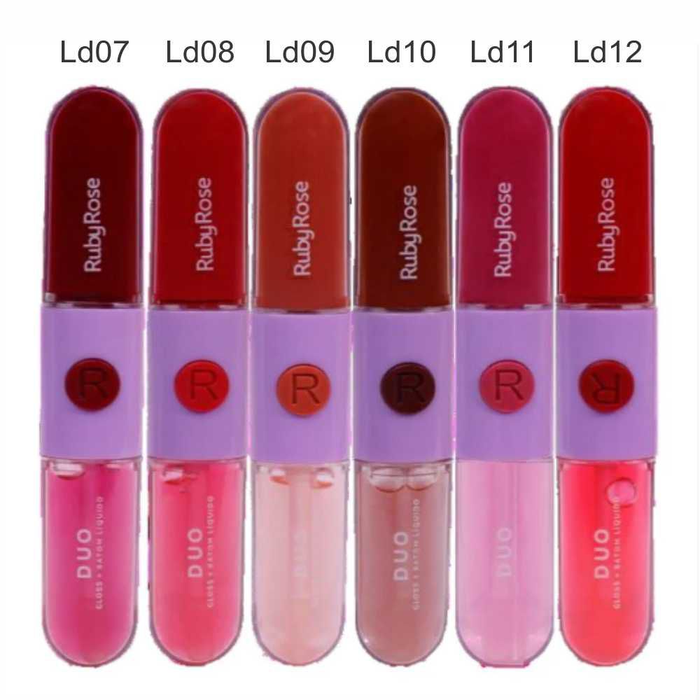 BATOM E GLOSS LÍQUIDO DUO LD08 HB-F569-08 RUBY ROSE - Belezar