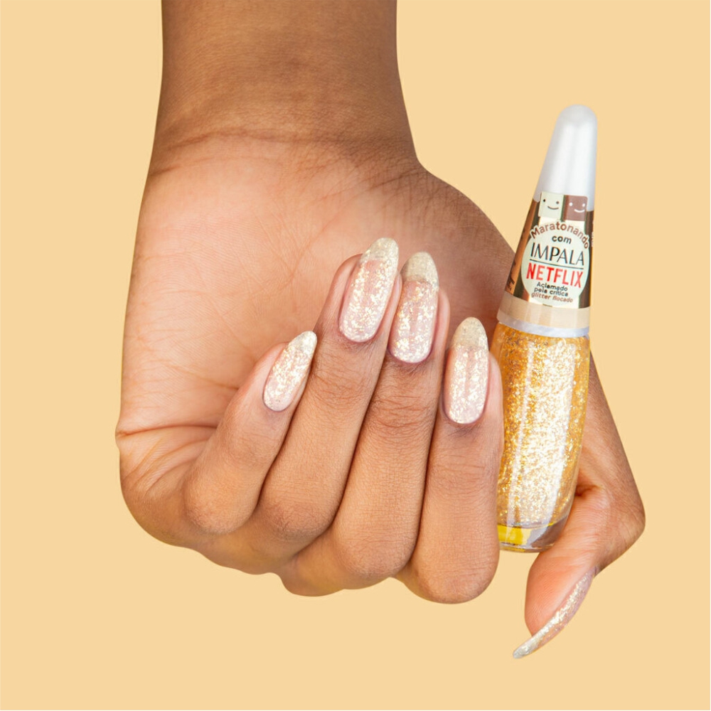 ESMALTE GLITTER FLOCADO NETFLIX ACLAMADO PELA CRÍTICA IMPALA - Belezar