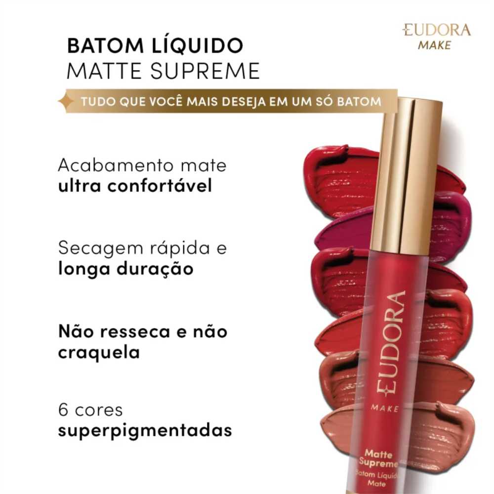 BATOM LIQUÍDO MATTE SUPREME MARROM PRECIOSO EUDORA - Belezar
