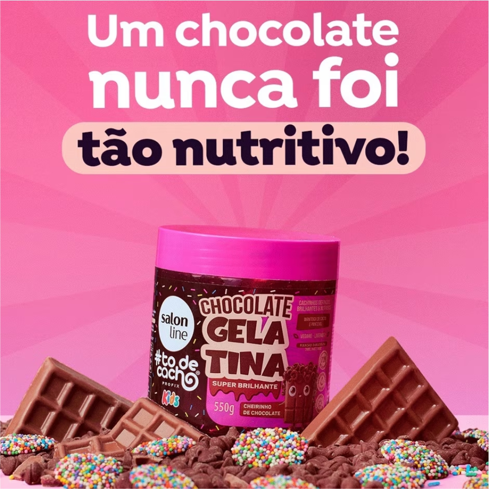 GELATINA TÔ DE CACHO KIDS CHOCOLATE 500G 92224 SALON LINE - Belezar