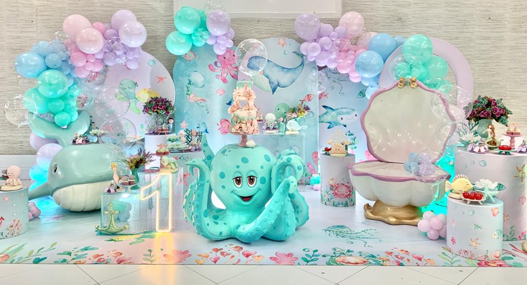 Decoração Fundo do Mar Menina - Folia Ateliê - Locação de Decorações