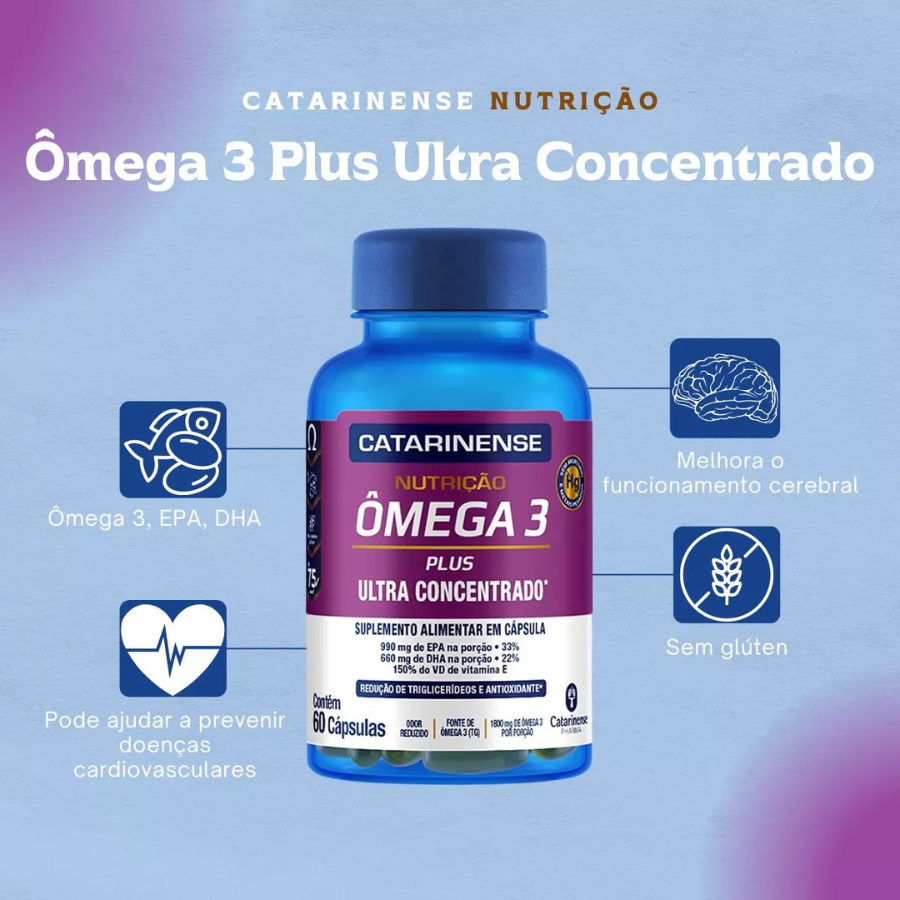 OMEGA 3 PLUS 120 CP CATARINENSE - Distra Alimentos