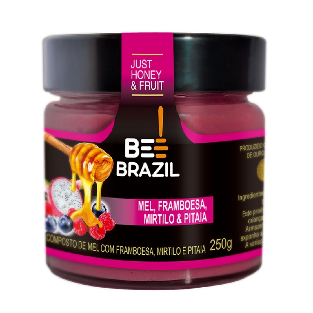 MEL COM PITAIA MIRTILO E FRAMBOESA 250G BEE BRAZIL - Distra Alimentos