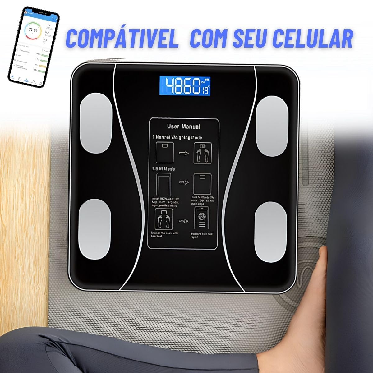 Balança Digital Bioimpedância Com Bluetooth Premium 140KG SL0382 ...