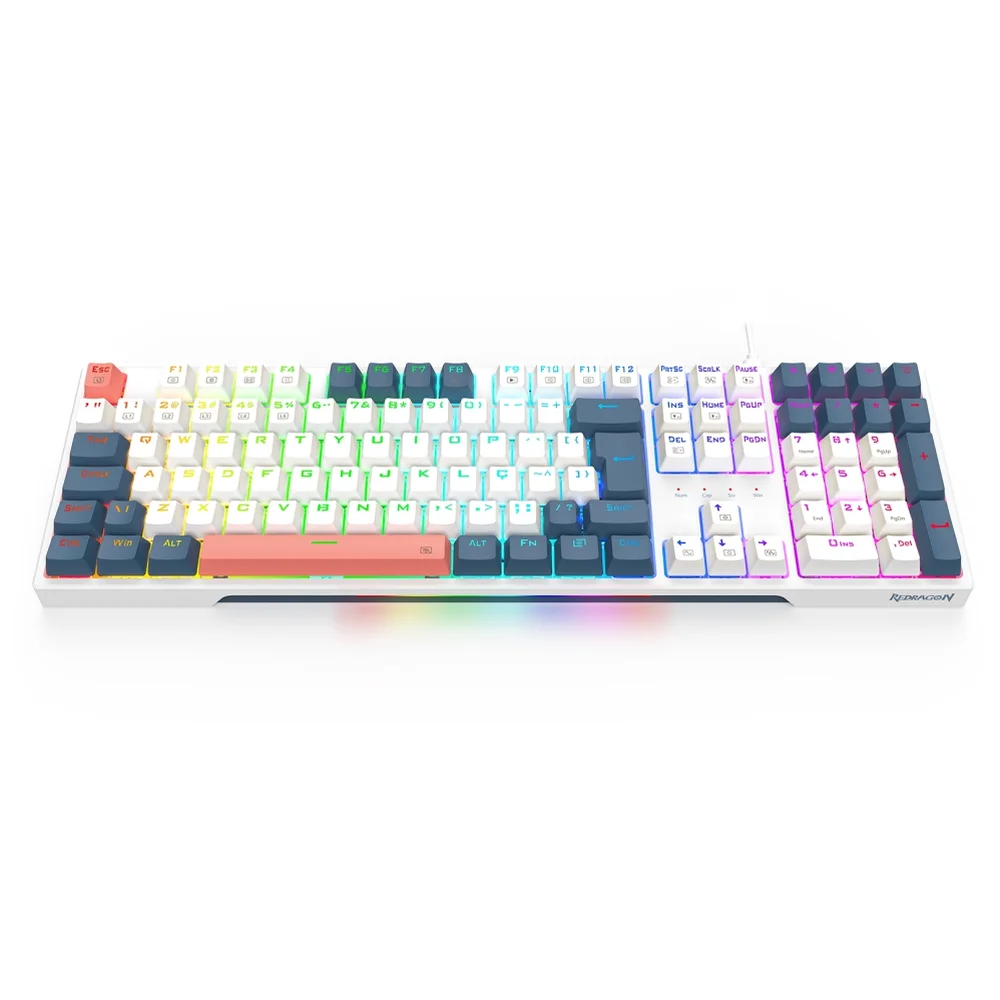 Teclado Gamer Mecânico Redragon Trundle, RGB, Switch Brown, White/blue ...