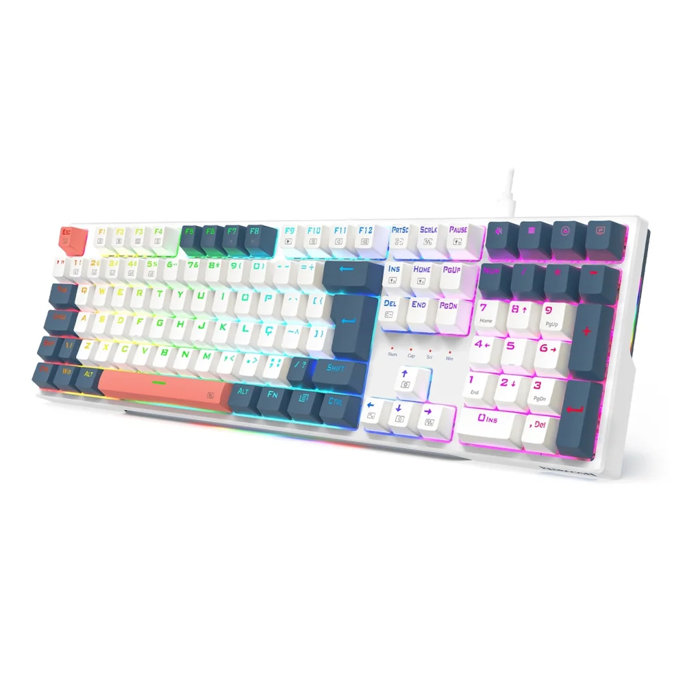 Teclado Gamer Mecânico Redragon Trundle, RGB, Switch Brown, White/blue ...