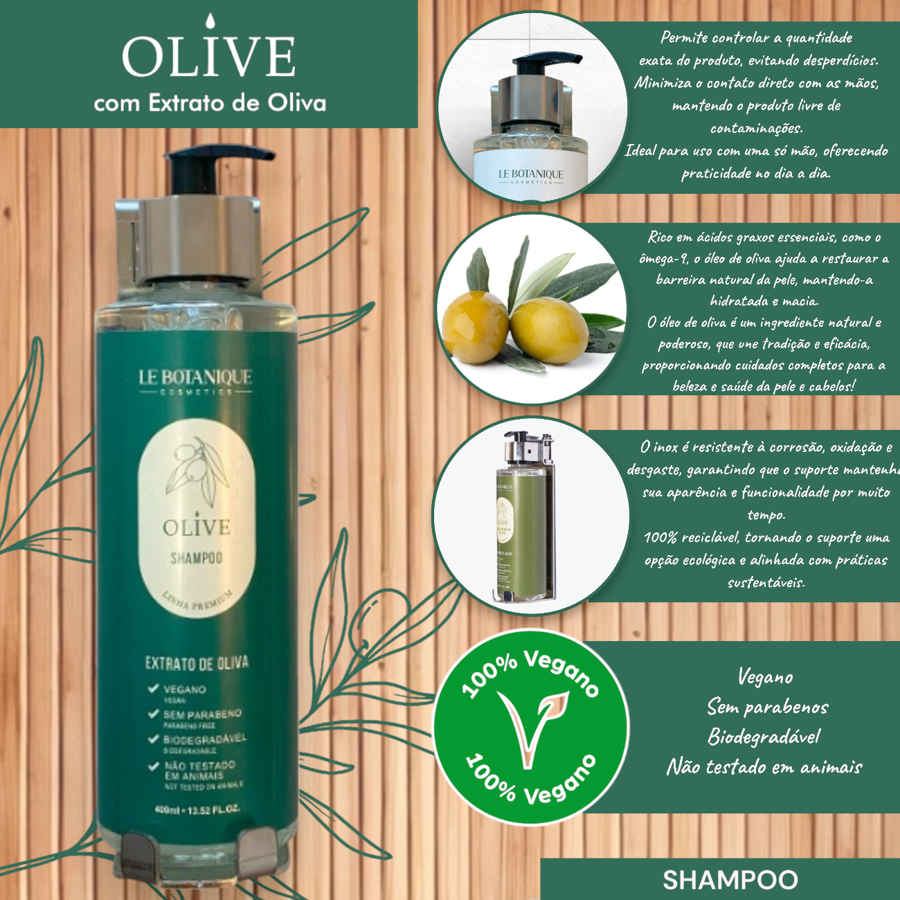 Shampoo Le Botanique Olive Vegano Dispenser 400ml - Master Hotelaria