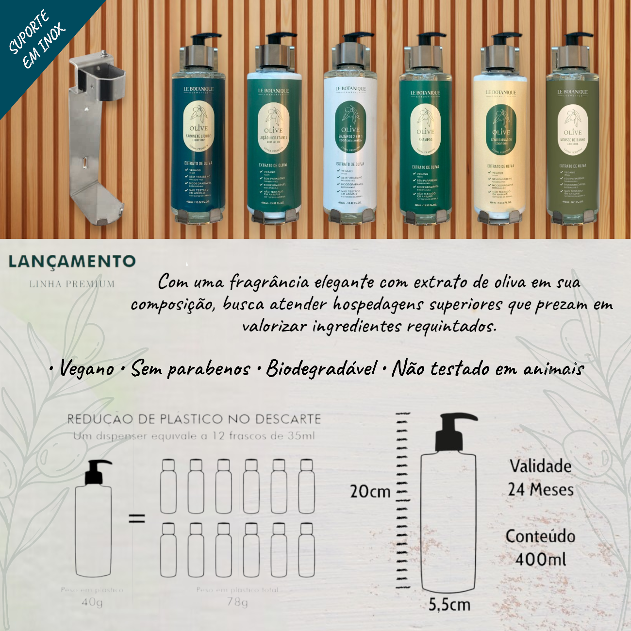 Shampoo Le Botanique Olive Vegano Dispenser 400ml - Master Hotelaria