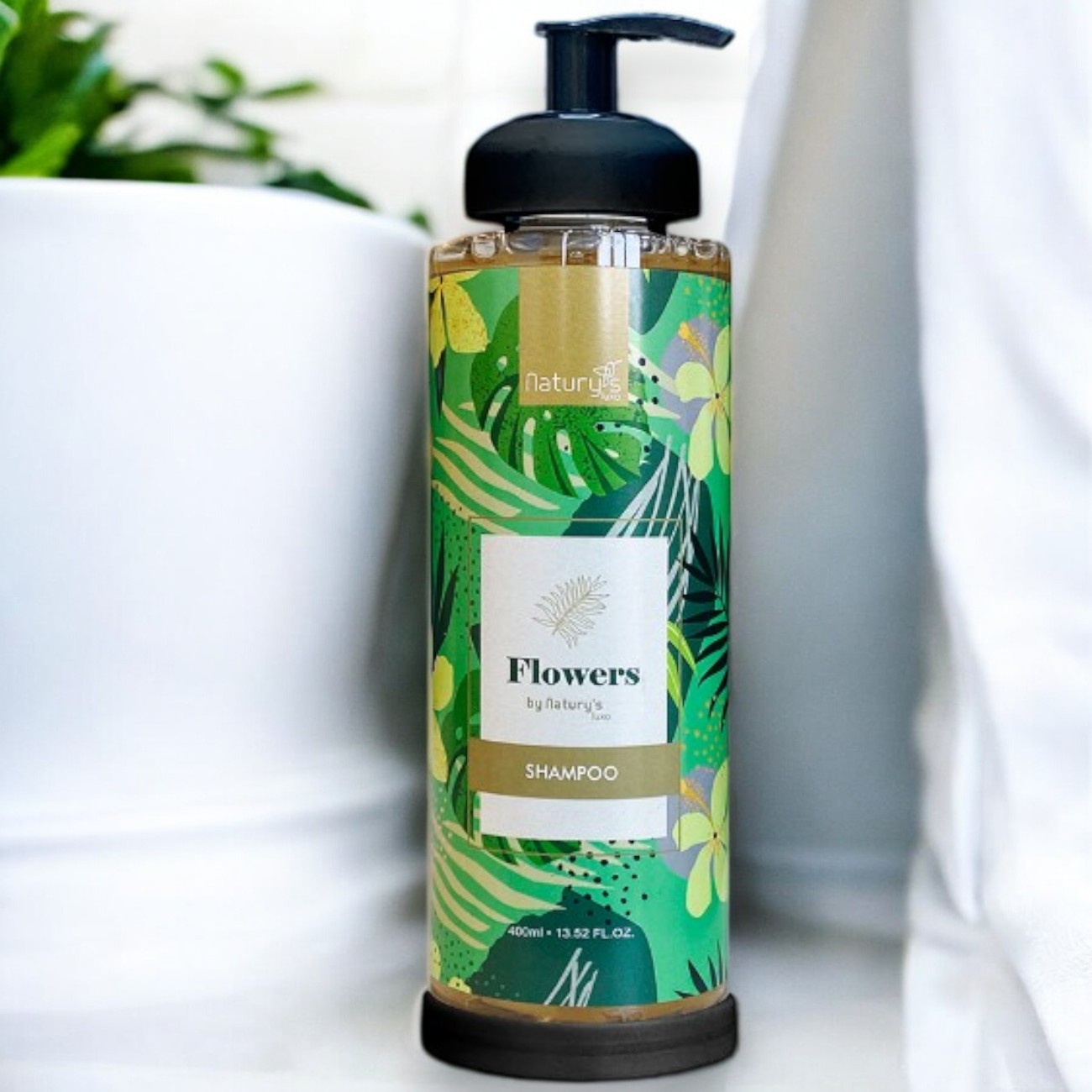 Shampoo Flowers by Natury's Luxo Frasco 400ml Dispenser (Vávula Pump ...