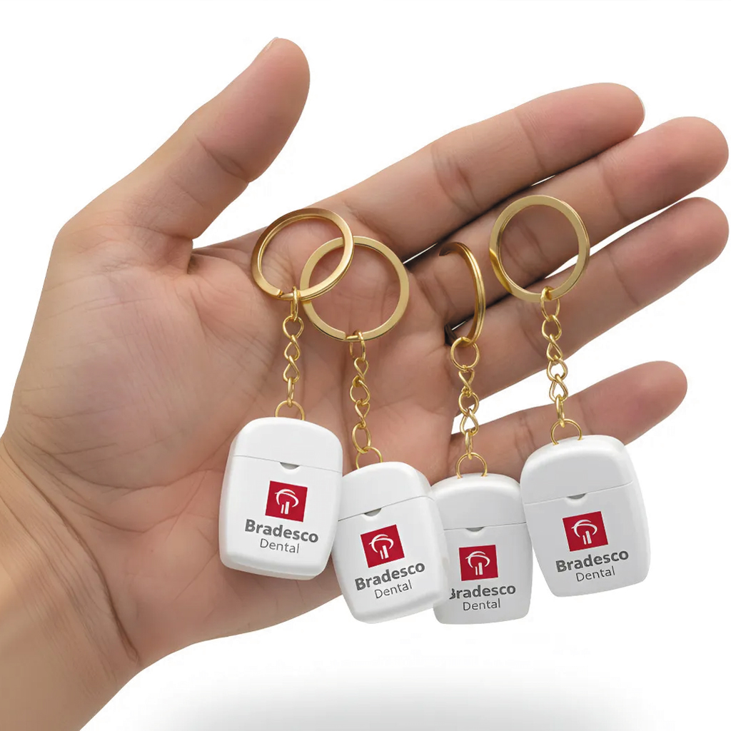 100 Chaveiros Fio Dental 25m Menta Personalizado com sua Logo - Master ...