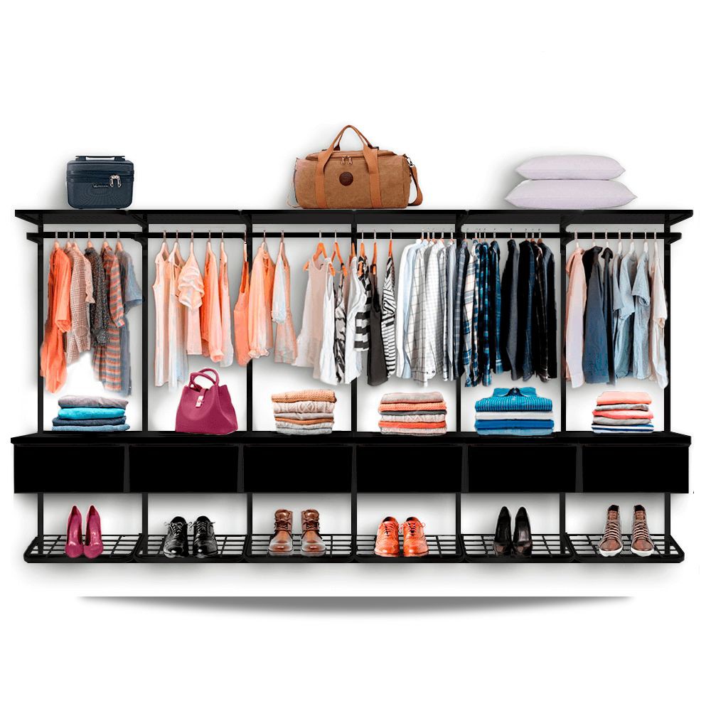 Guarda Roupa Closet Aramado Modulado Gaveta MDF 3,70m - Casa Expressa