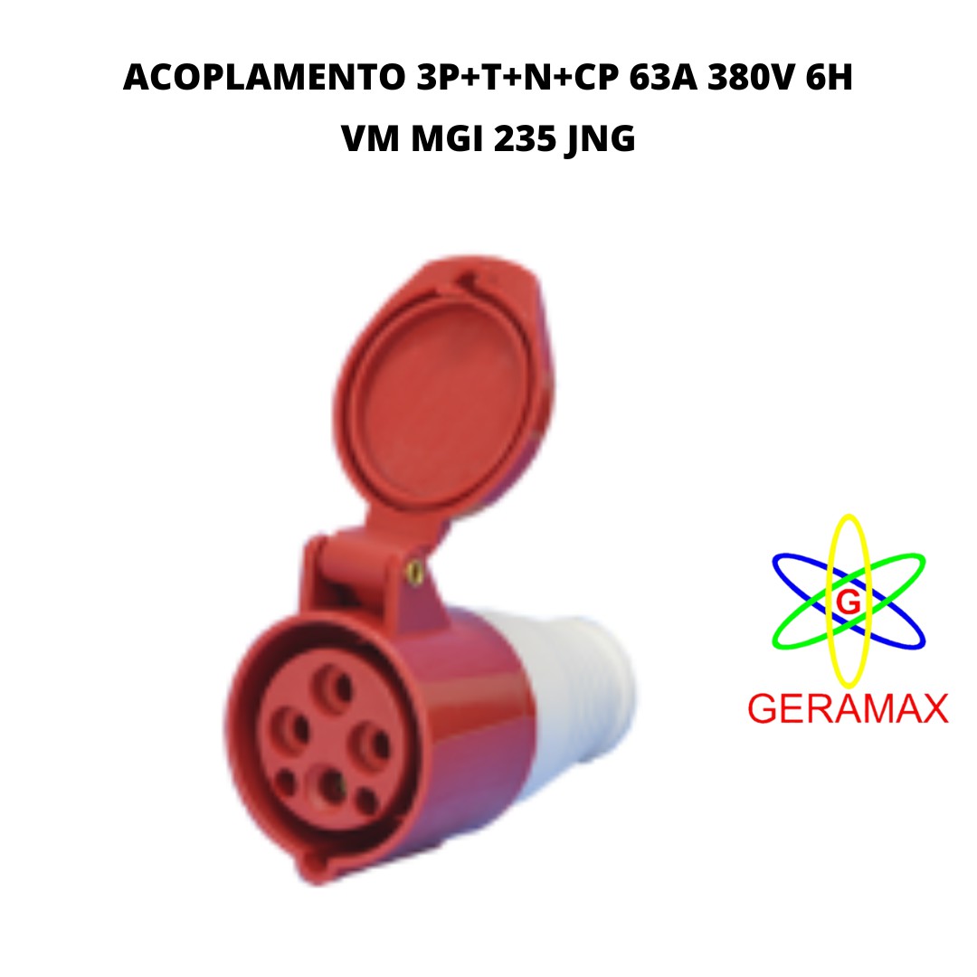 ACOPLAMENTO 3P+T+N+CP 63A 380V 6H VM MGI 235 JNG - Loja Geramax