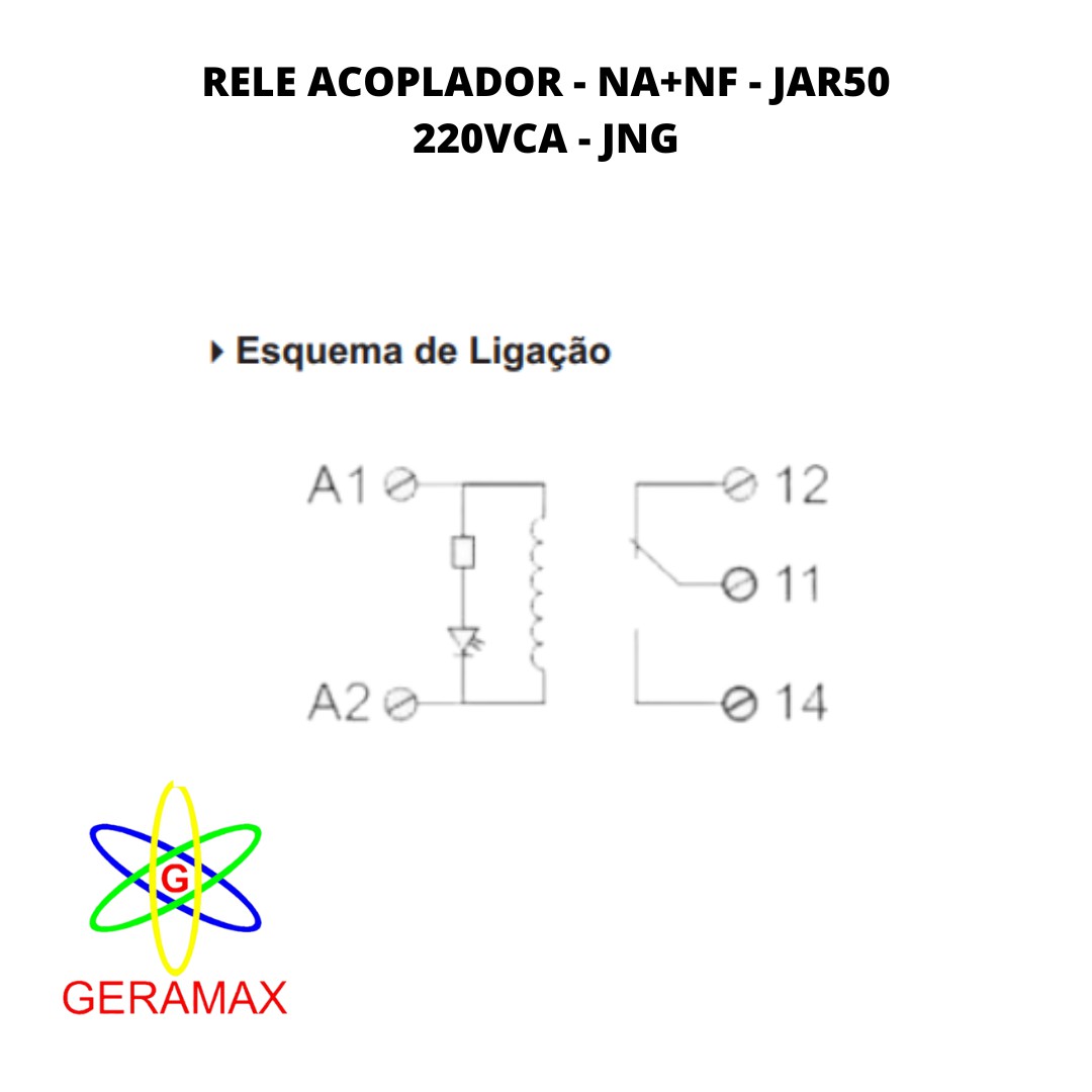 RELE ACOPLADOR 220VCA JAR50 JNG | Loja Geramax - Loja Geramax