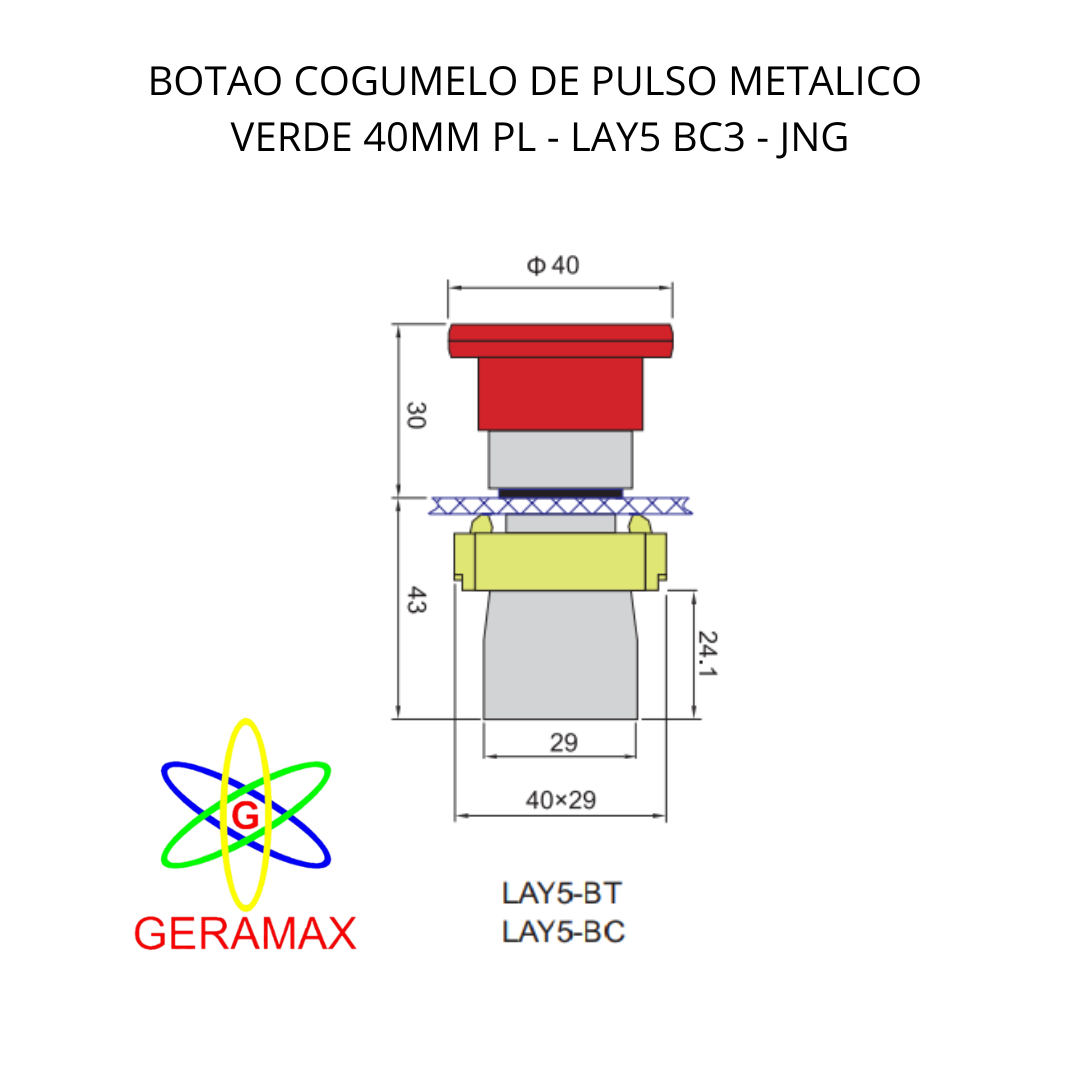 BOTAO COGUMELO DE PULSO METALICO VERDE 40MM PL - LAY5 BC3 - JNG - Loja ...