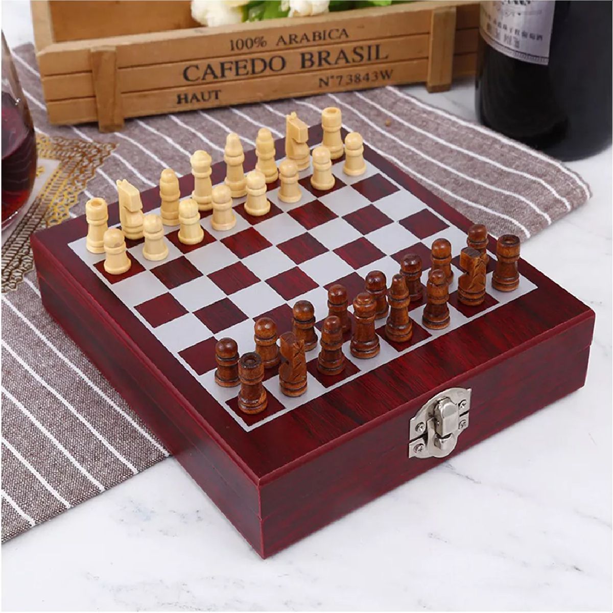 Kit de Vinhos 5 Peças Acessórios C/ Jogo de Xadrez UnyHome - Outlet ...