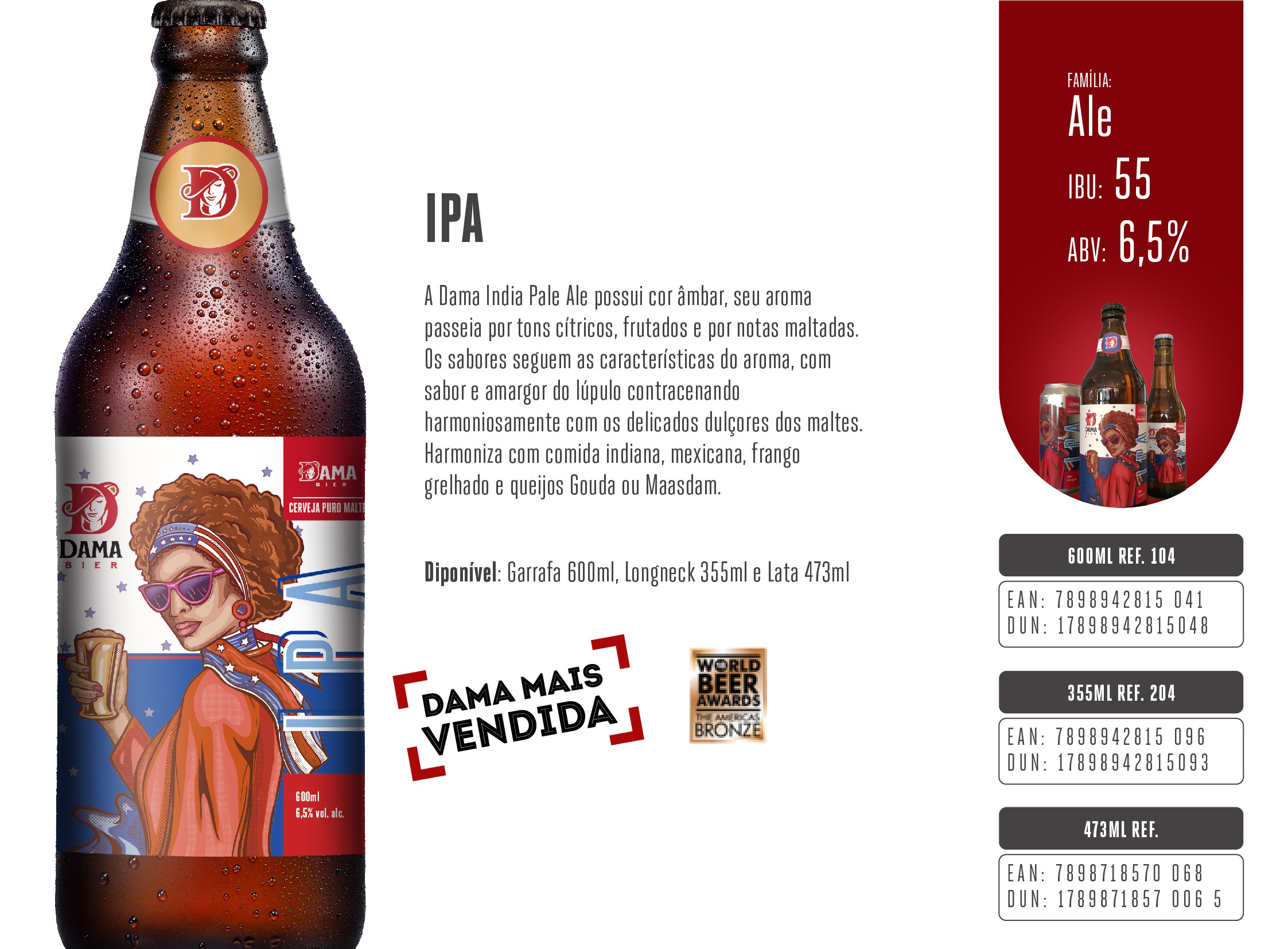 Cerveja Dama IPA - 600ml - Dama Bier