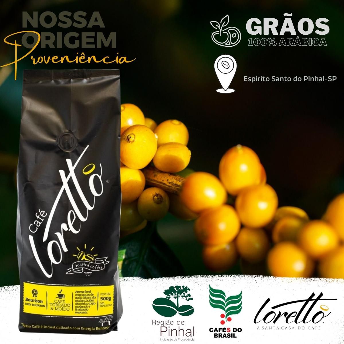 Café Arábica Bourbon Amarelo Loretto Notas Chocolate Caramelo 500gr ...