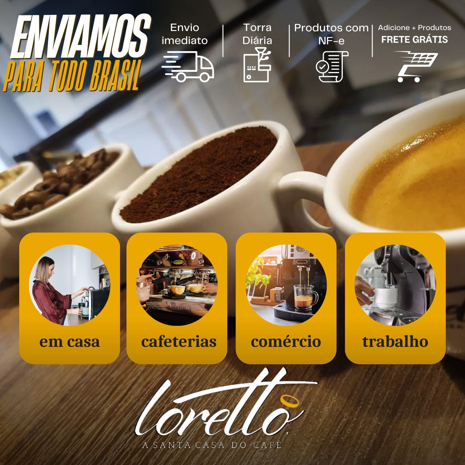 Café em Grãos Torrado e Moído Arábica Loretto Qualidade Superior ...