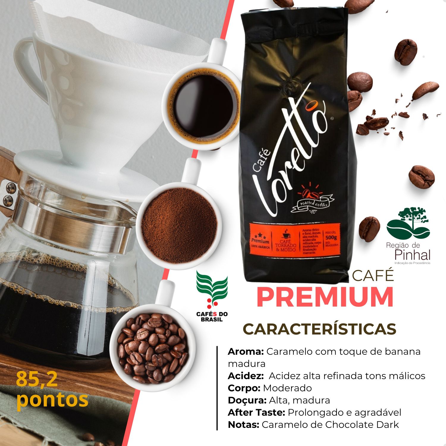 Café em Grãos Arábica Loretto Qualidade Superior Pontuado Orgânico ...