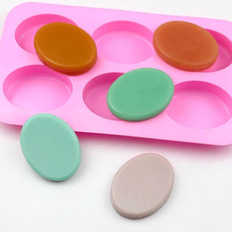 Forma Molde de Silicone Sabonete Artesanal 6 Cavidades Oval Liso S27 ...