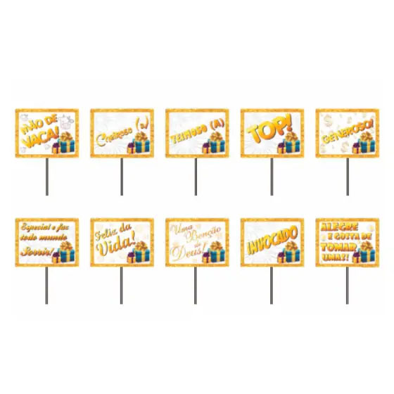 Placas Divertidas Amigo Oculto - Kit 10 Unidades - Alegra Festa - Artigos para Festas