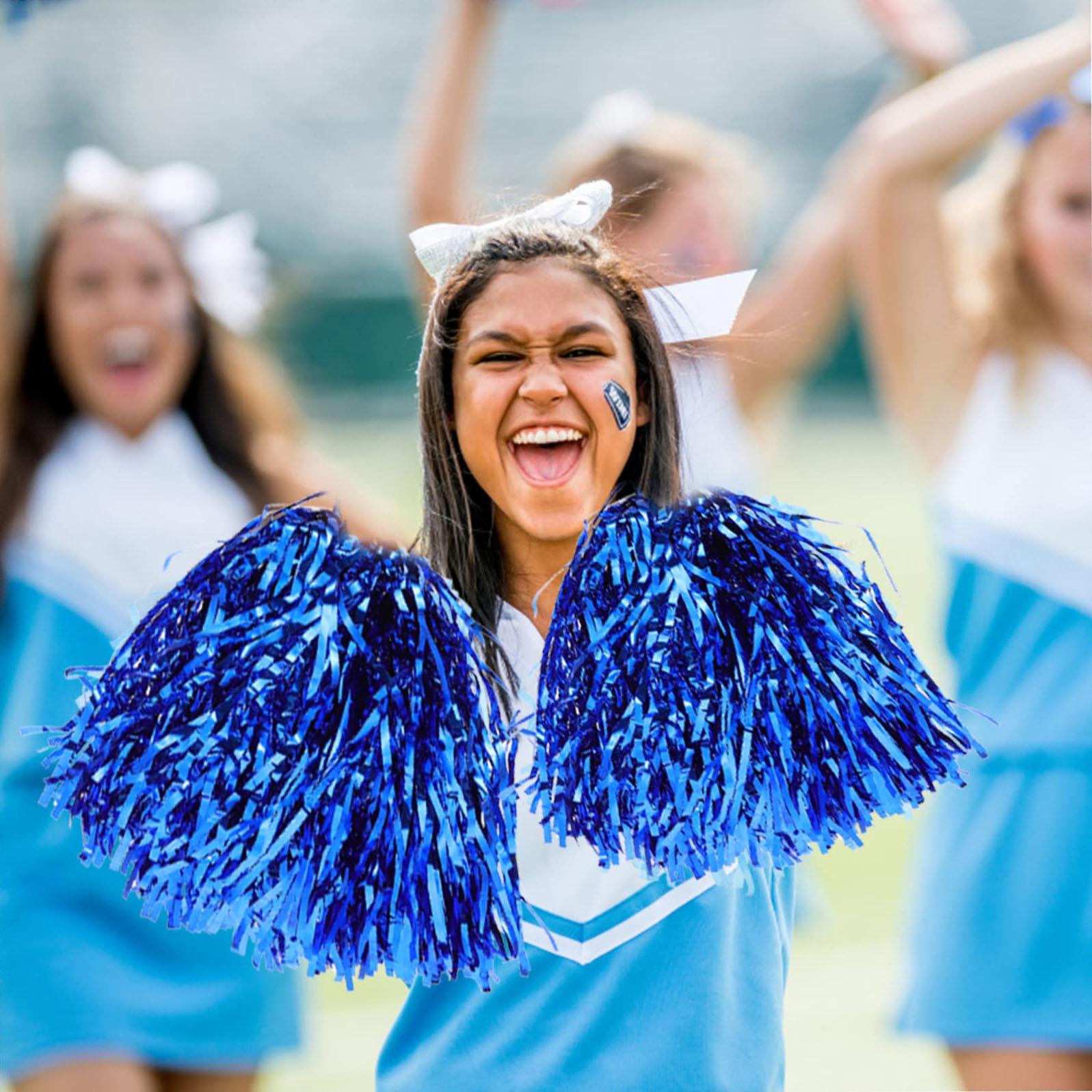 Pom Pom Metalizado Azul - 1 Par - Alegra Festa - Artigos para Festas