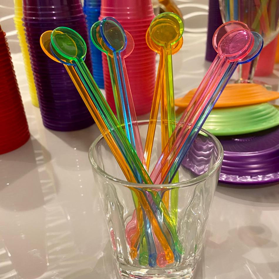 Mexedor Neon para Drink Redondo Colorido 18cm - 12 Unidades - Alegra Festa - Artigos para Festas