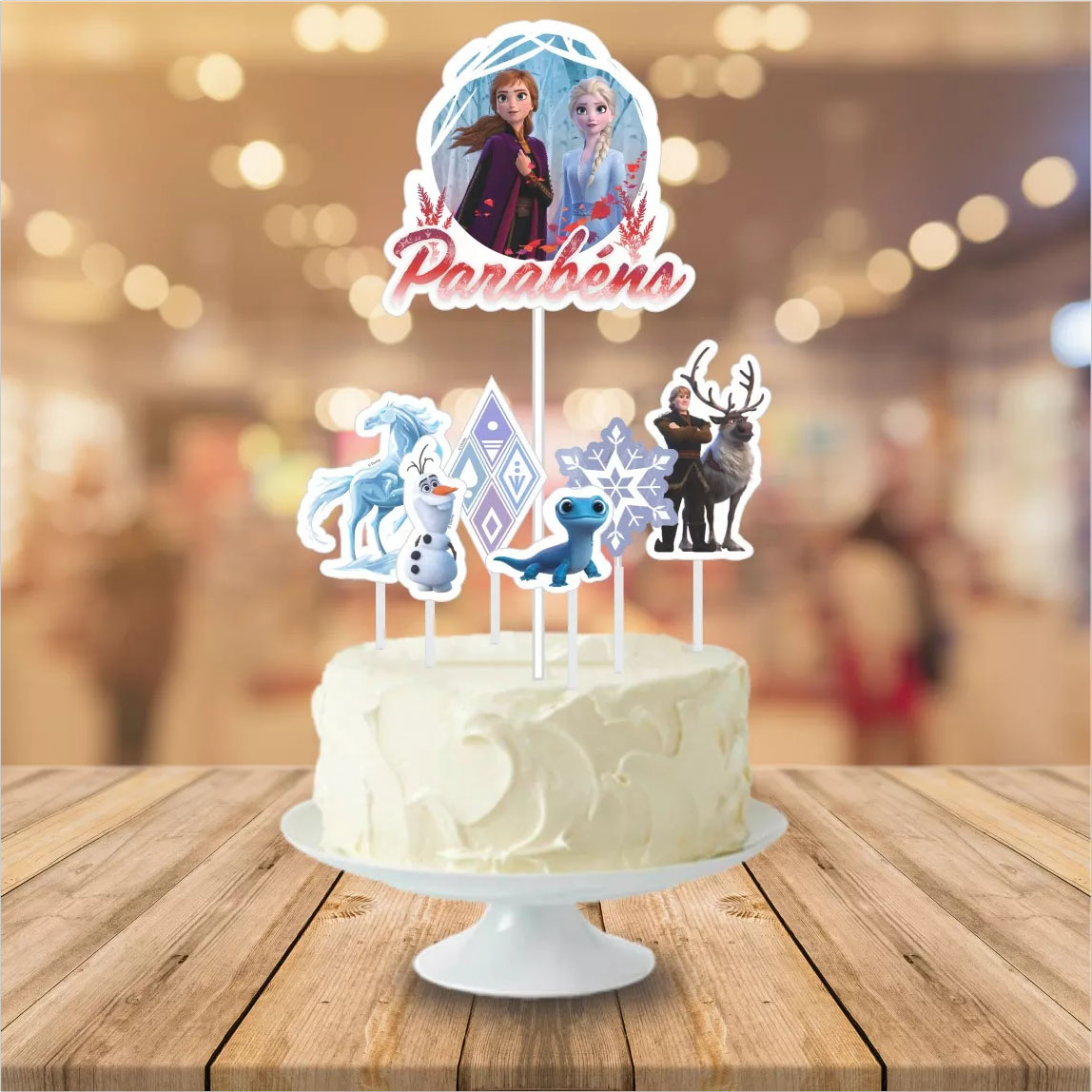 Topo de Bolo Topper Decoração Frozen - 7 Peças (01 Topper maior + 6 ...