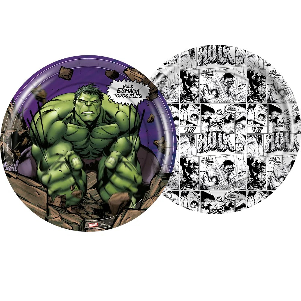 Prato de Festa Hulk - 8 unidades - Alegra Festa - Artigos para Festas