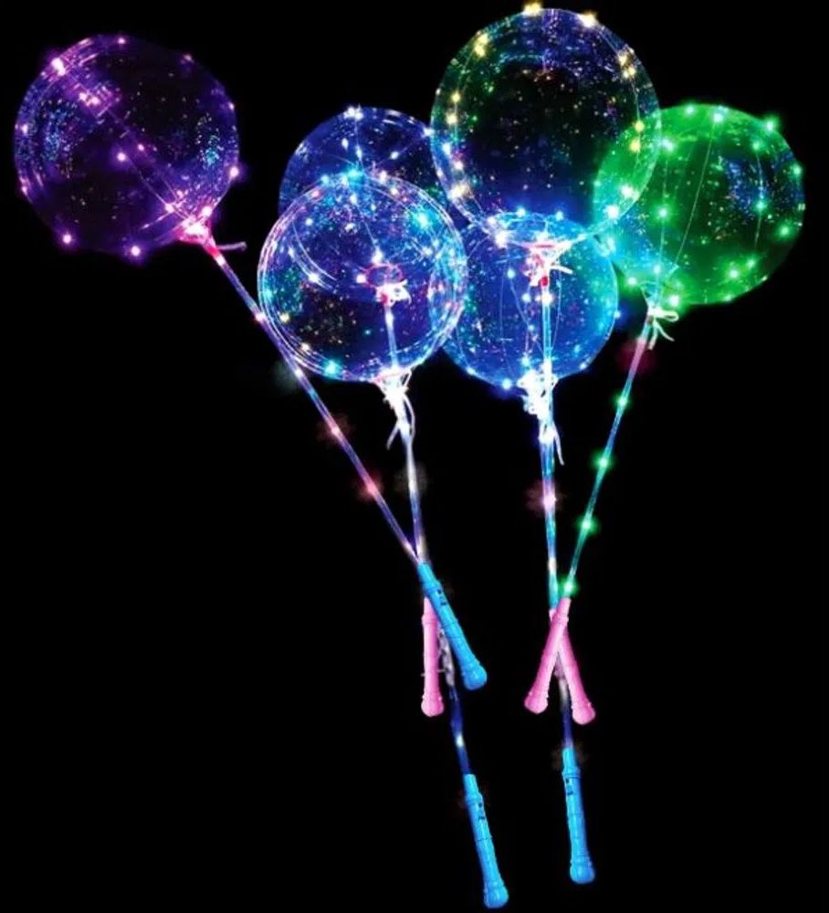 Balão Led Bubble Transparente C/ Vareta Haste - Alegra Festa - Artigos ...