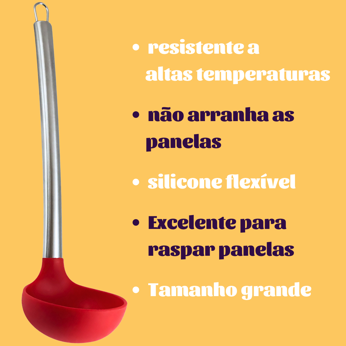 Concha de Sopa e Feijão em Silicone e Aço Inox Grande 34 cm - Utifácil ...