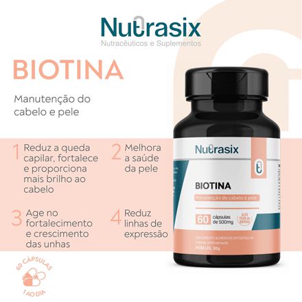 Biotina 60 cápsulas - Nutrasix - Sr Beleza