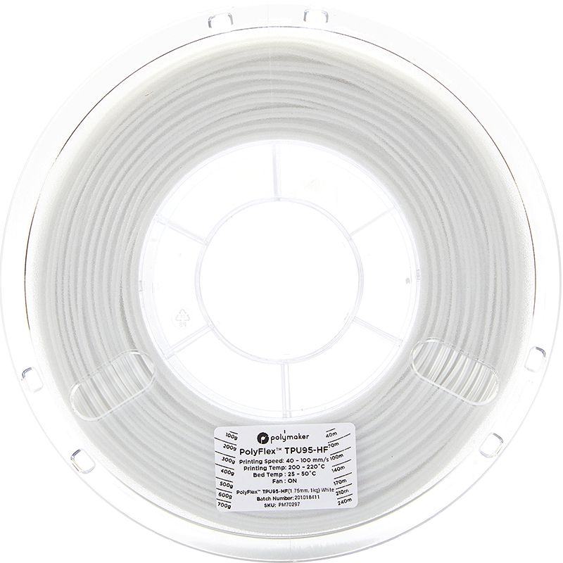 Polyflex TPU95HF White 1,75mm 1Kg - Materializa Tecnologia